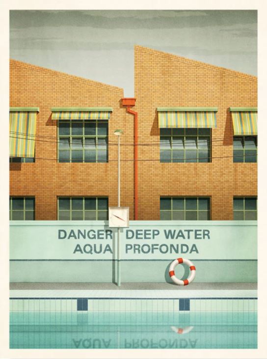 Aqua Profonda Fitzroy swimming Pool Art Print – The Picture Box